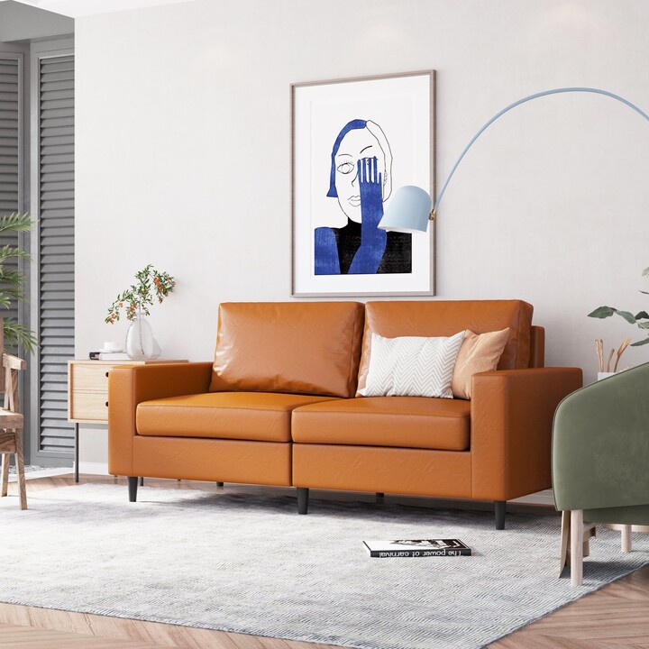 Modern Style PU Leather Upholstered 3 Seat Sofa - ShopStyle