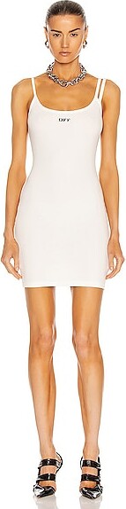 Off-White Basic Ribbed Dress in White - ShopStyle