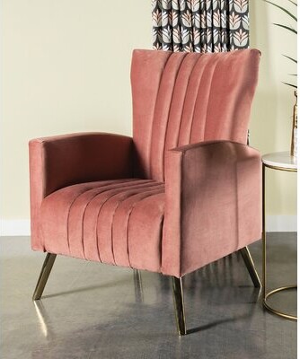 Everly Quinn Modern Design Rose Pink Living Room Accent Chair With ...