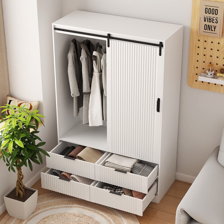 Pammeliinc Sliding Door Wardrobe Armoire Dressing Room Storage Cabinet ...