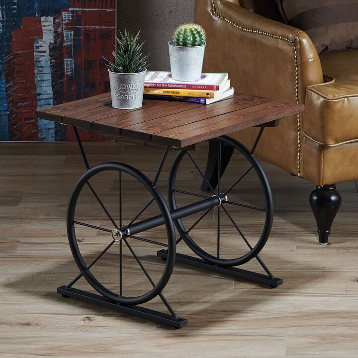 Dietrich Industrial 19-inch Metal Wheel Side Table by Carbon Loft ...