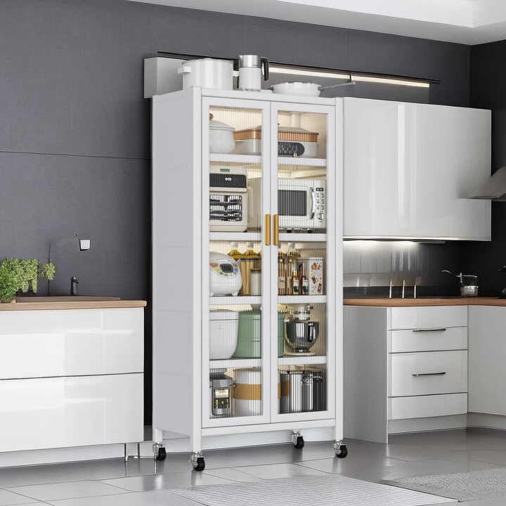 Miscoos Open-Door Kitchen Shelving with Glass Doors - ShopStyle