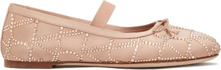 Valentino Garavani Toile Iconographe embellished ballerina shoes ...