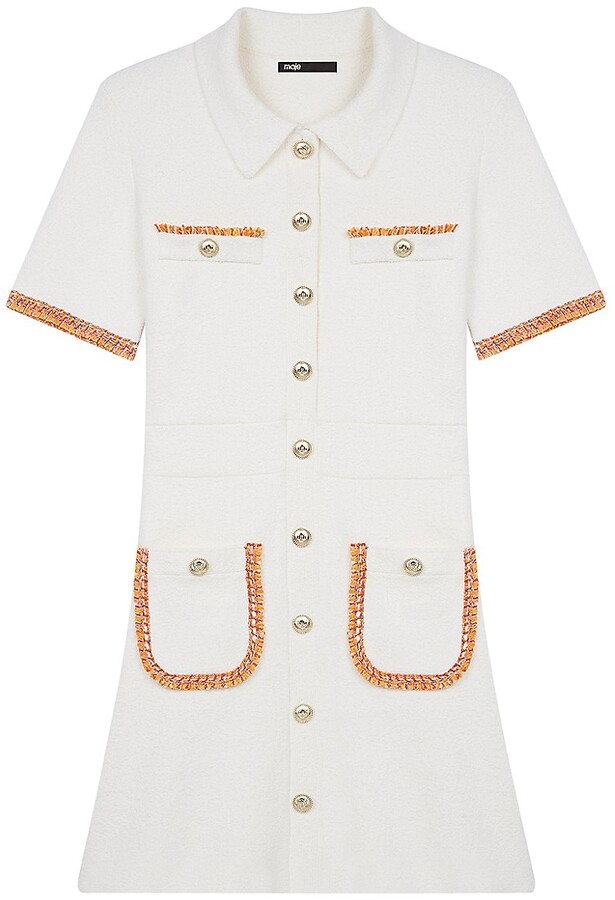 Maje Risal Tweed-Trim Knit Mini Dress - ShopStyle