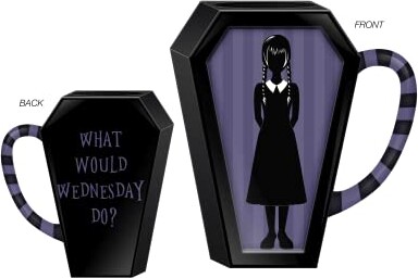 Silver Buffalo Wednesday Addams Coffin Shaped Ceramic 3D Sculpted Mug ...