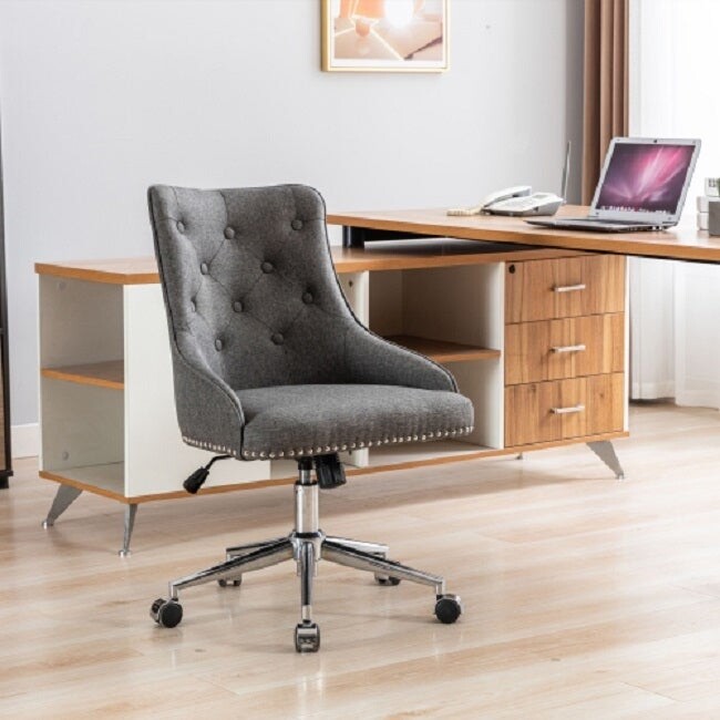 Office Desk Chair with Mid-Back Modern Fabric Computer Chair Swivel ...
