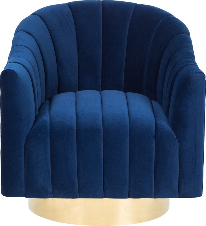 GEROJO Modern Velvet Swivel Barrel Chair with 360掳 swivel Gold Base and ...
