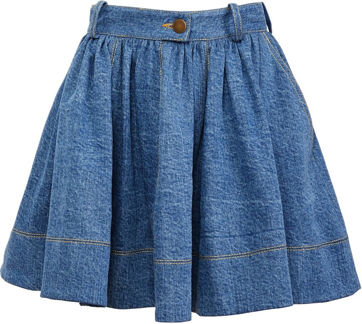 Fleur Du Mal Denim Flare Skirt - ShopStyle