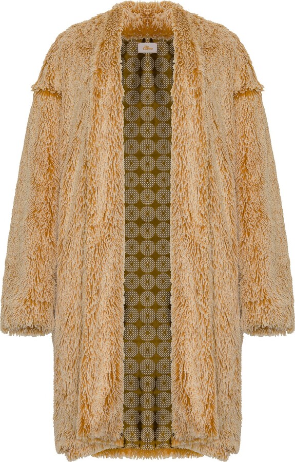 Bo Carter - Anja Faux Fur Coat Mustard - ShopStyle
