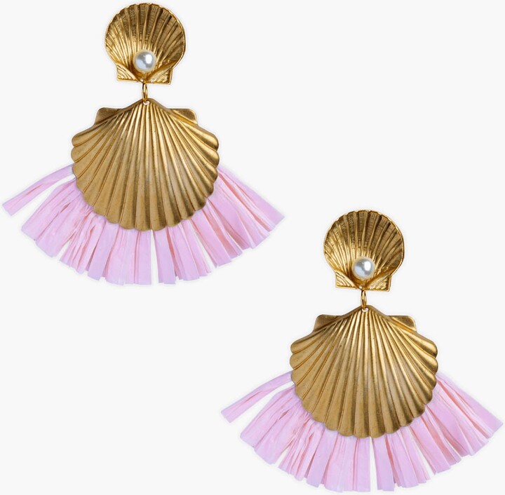 Neely Phelan x Palm Beach Lately Raffia Shell Drops - ShopStyle Earrings