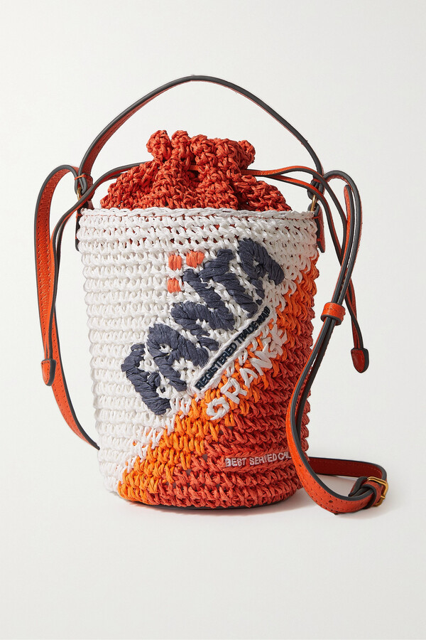 Anya Hindmarch Anya Brands Fanta Leather-trimmed Raffia Shoulder Bag ...