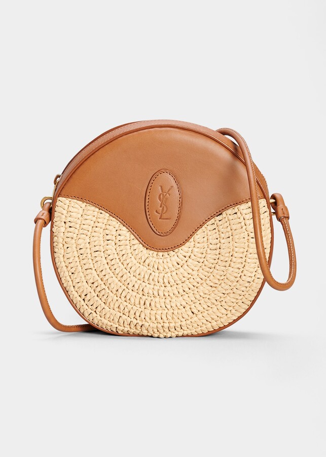 Saint Laurent Round Crochet Raffia Crossbody Bag - ShopStyle