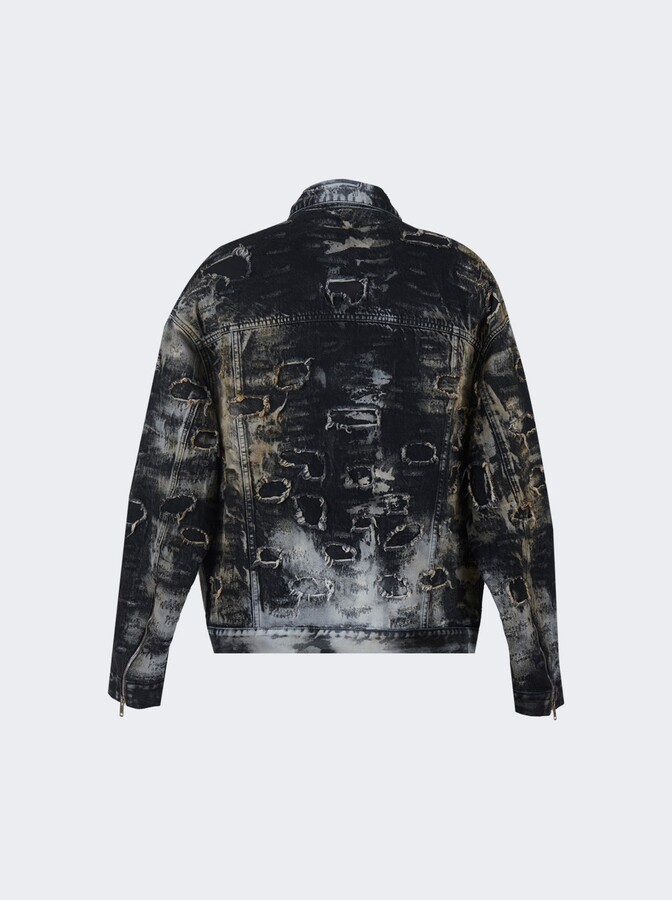 Givenchy Oversized Fit 4g Rivet Zip Denim Jacket Black And Beige ...