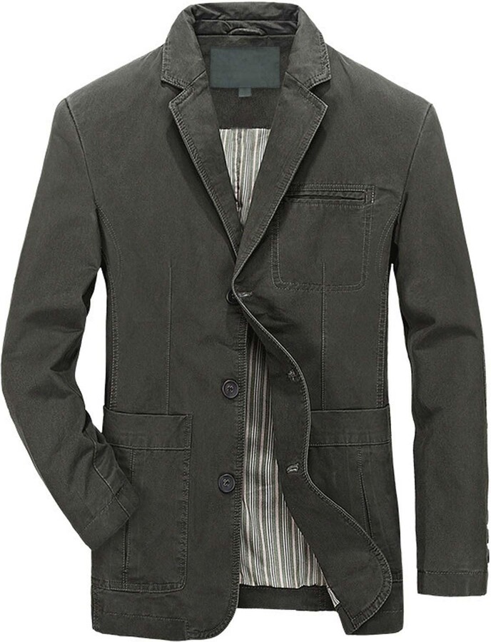 Menge Casual Cotton Blazer for Men Button Down Suit Jacket Sport Coats ...