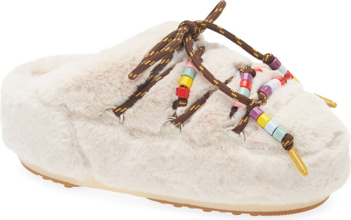 Moon Boot Beaded Faux Fur Clog - ShopStyle