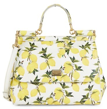 Dolce & Gabbana Lemon-Print Leather Top Handle Bag - ShopStyle