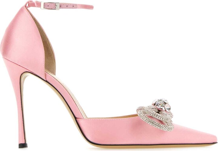 MACH & MACH Pastel Pink Satin Pumps - ShopStyle
