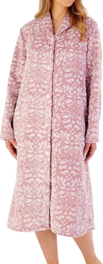 Slenderella HC02331-PK Women's Pink Floral Pattern Long Dressing Gown ...