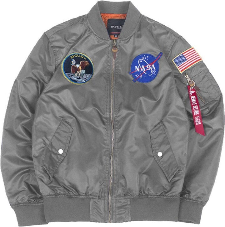 CORIRESHA Mens Apollo NASA Patches Slim Fit Bomber Jackets Windbreaker ...