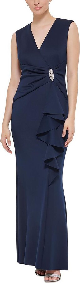 Jessica Howard Womens Cascade Gown Ruffles Evening Dress - ShopStyle