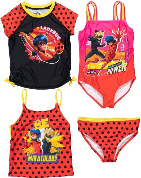 Miraculous Cat Noir Ladybug Little Girls 4 Piece Swimsuit Set - ShopStyle