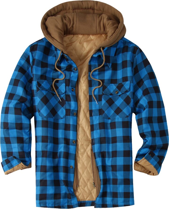 MILAX Men's Padded Lumberjack Plain Colour Zip Up Jacket Jumper Tops ...