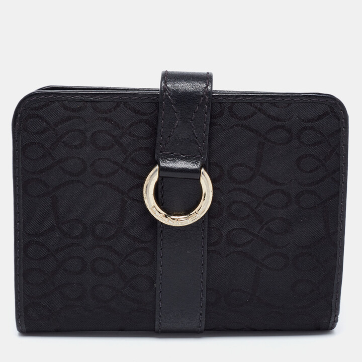 Lancel Black Monogram Fabric and Leather Bifold Wallet Organizer ...