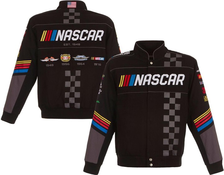 Men's Jh Design Black Nascar Twill Logo Uniform Full-Snap Jacket ...