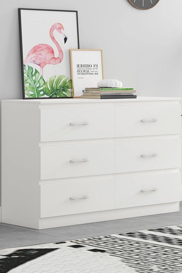 FWStyle Matt White 6 Drawer Chest Of Drawers - Tromso - ShopStyle Bedroom