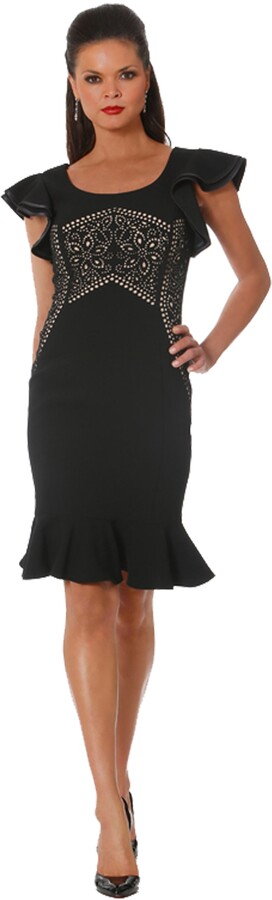 Shani Flutter Sleeve Laser Cut Dress - ShopStyle