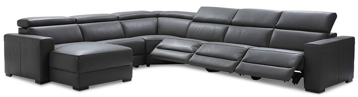 Furniture Nevio 6-pc Leather Sectional Sofa with Chaise, 3 Power ...