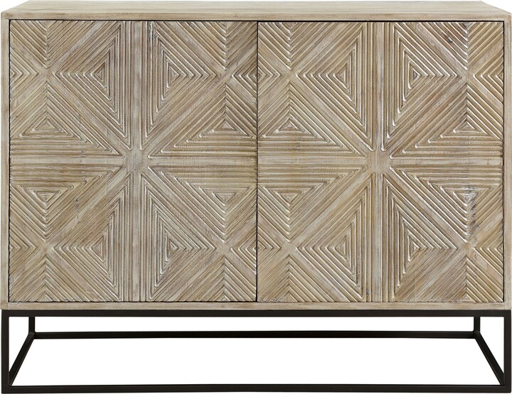 Karina Living Parker 42-inch Mango Wood Carved 4-Door Sideboard with Iron Base - ShopStyle