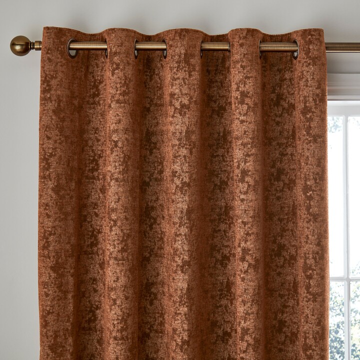 Dunelm Mottled Chenille Rust Eyelet Curtains Rust - ShopStyle