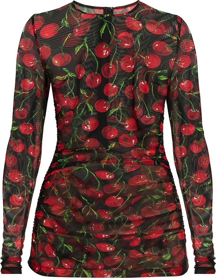 Dolce & Gabbana Cherry Print Mesh Sheer Top - ShopStyle