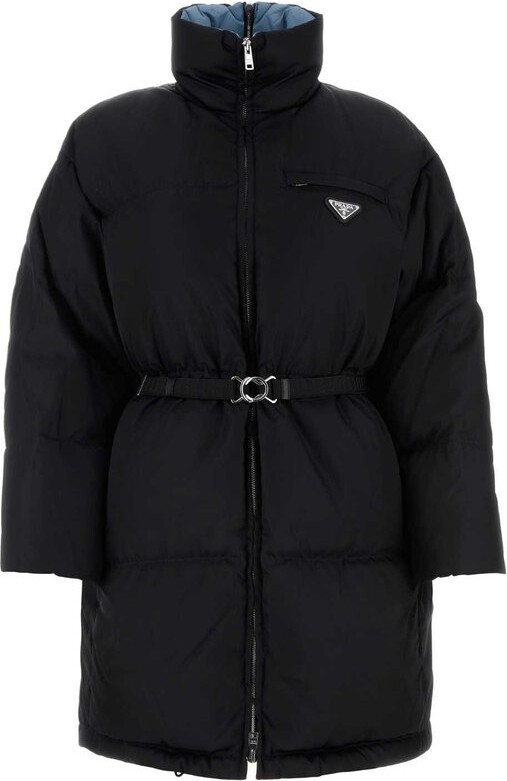 Prada Triangle Logo Belted Puffer Jacket - ShopStyle