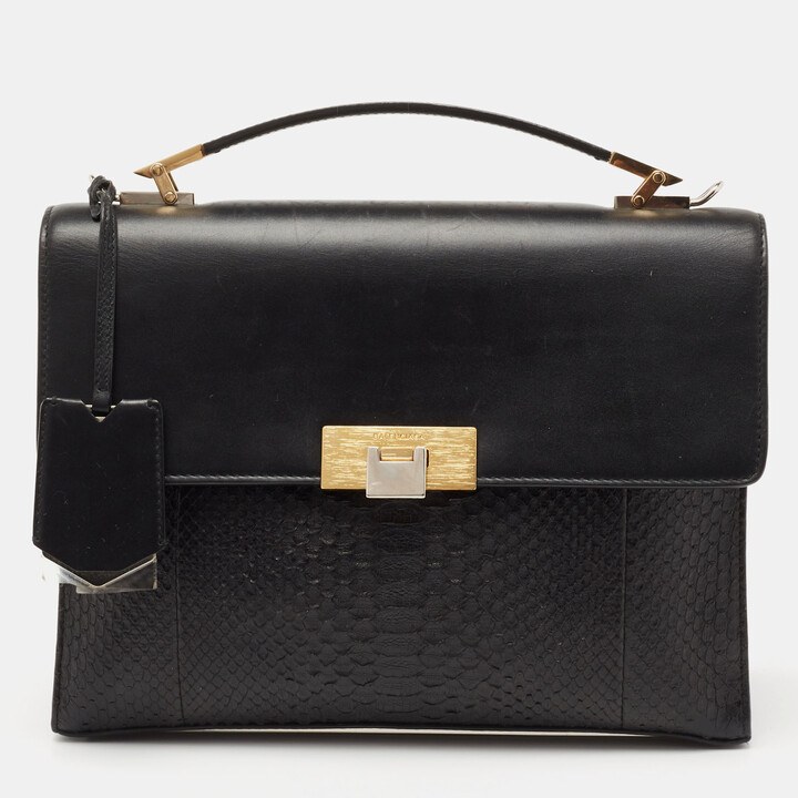 Balenciaga Black Leather and Python Le Dix Cartable Top Handle Bag ...