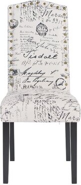 HUAZHUO Dining Script Fabric Accent Chair With Solid Wood Legs, Set Of ...