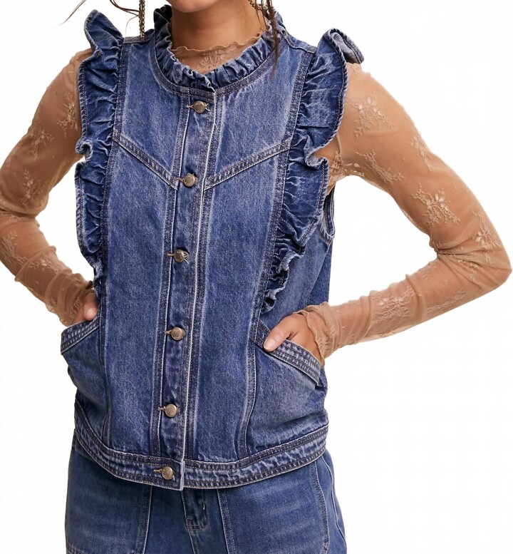 Listicle Ruffled Denim Vest In Blue - ShopStyle