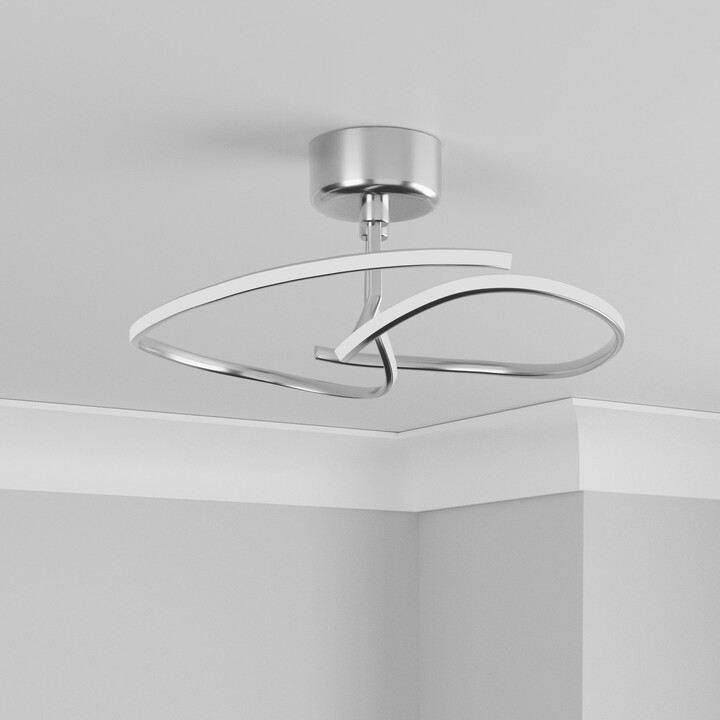 Dunelm Cortez Integrated LED 2 Arm Semi Flush Ceiling Light Silver ...
