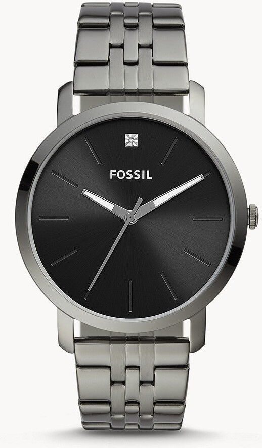 Fossil Men's Lux Luther Three-Hand, Smoke-Tone Stainless Steel Watch ...