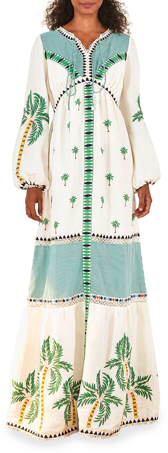 Farm Rio Palm Tree Embroidered Maxi Dress - ShopStyle