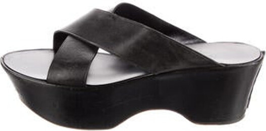 Saint Laurent Leather Slides - ShopStyle