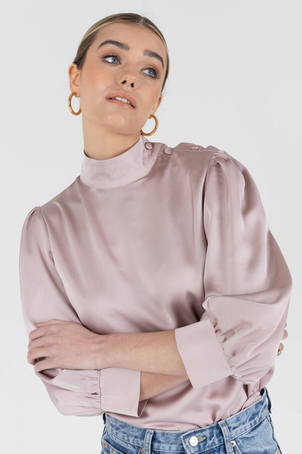 Zibi London Lou Satin Dusty Pink Blouse - ShopStyle Day Dresses