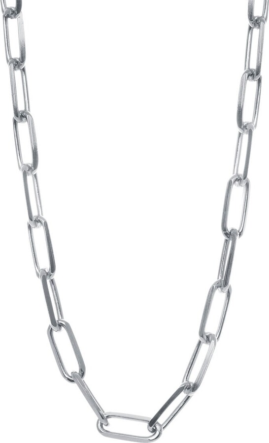 Edge Only Long Link Necklace Sterling Silver - Rectangular Link ...