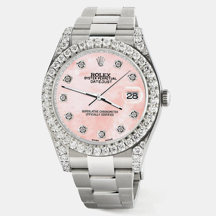 Rolex Custom Pink MOP 4.4CT Diamond Stainless Steel Datejust 126300 ...