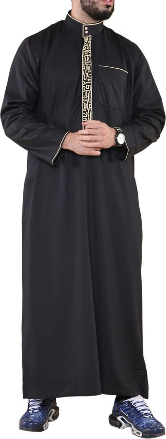 Infinity Leather Mens Thobe Jubba Emirati Islamic Arabic Eid Embroidery ...