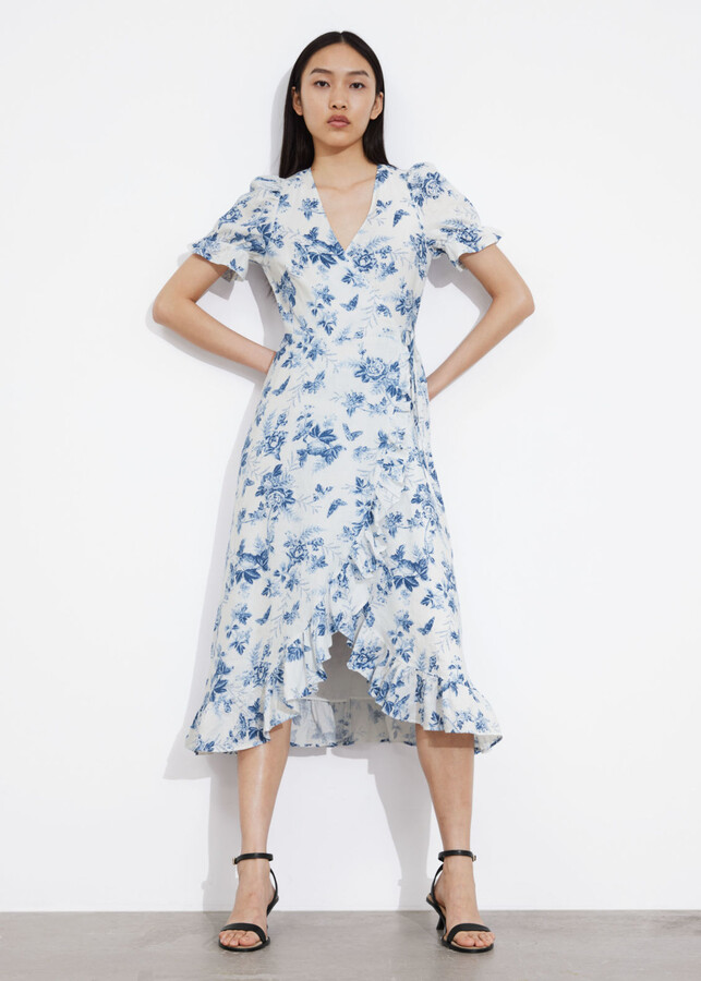 And other stories Linen Midi Wrap Dress - ShopStyle
