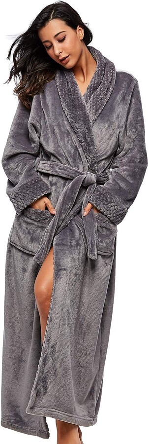 BELLOO Womens Fluffy Dressing Gown Fleece Housecoat - ShopStyle ...