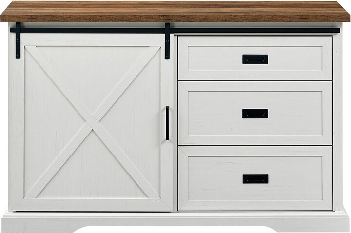 Walker Edison Modern Farmhouse Metal & Wood Sliding X-Barn Door ...