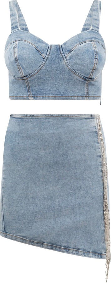 Summer Wren Denim Set With Fringe Detail - ShopStyle Skirts
